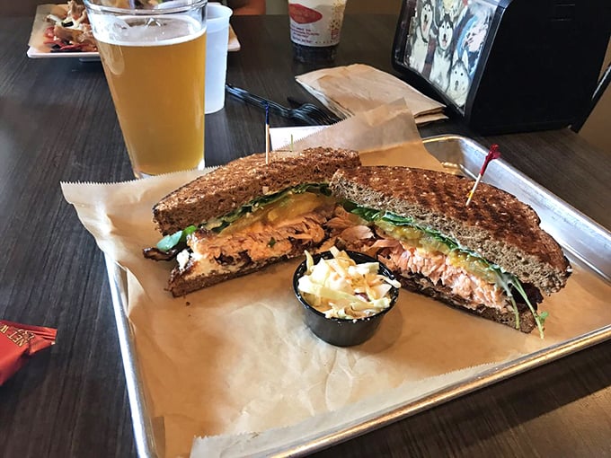 The salmon BLT arrives like a delicious puzzle&mdash;how to fit all that goodness into one bite without wearing half of it home.