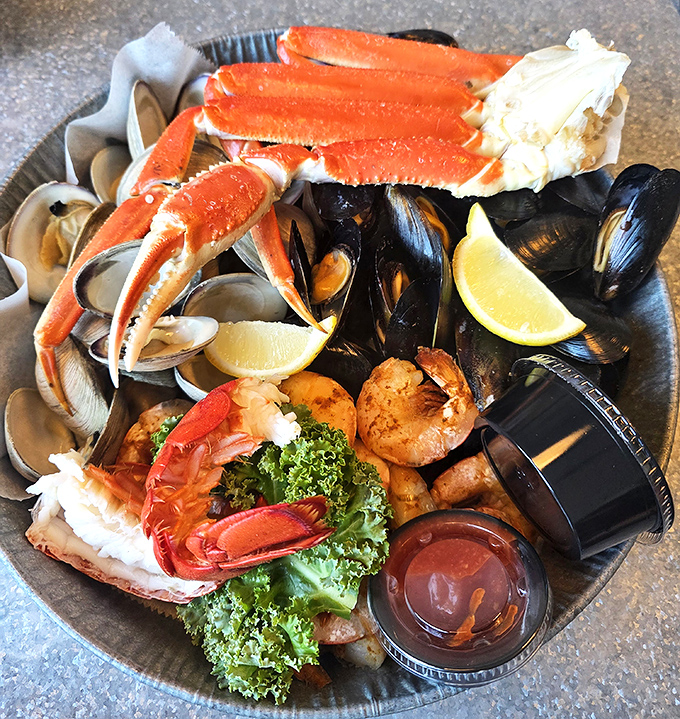 The seafood combo that makes grown adults gasp with delight. Snow crab legs, mussels, shrimp, and more&mdash;it's like Neptune himself packed your lunch.