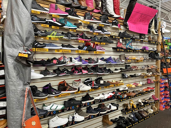 Sneakerheads, rejoice! This footwear wall offers everything from basketball classics to yesterday's fashion statements at prices that won't kick your budget.