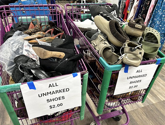 Shoe bonanza at $2 a pair! Like a dating app for footwear&mdash;swipe right on those barely-worn sandals waiting for their second chance at love.