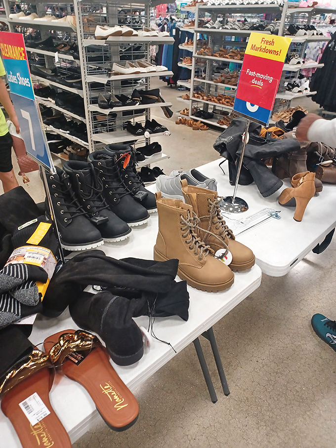 Boot heaven! From practical work boots to statement heels, the footwear section delivers style without stepping all over your wallet.