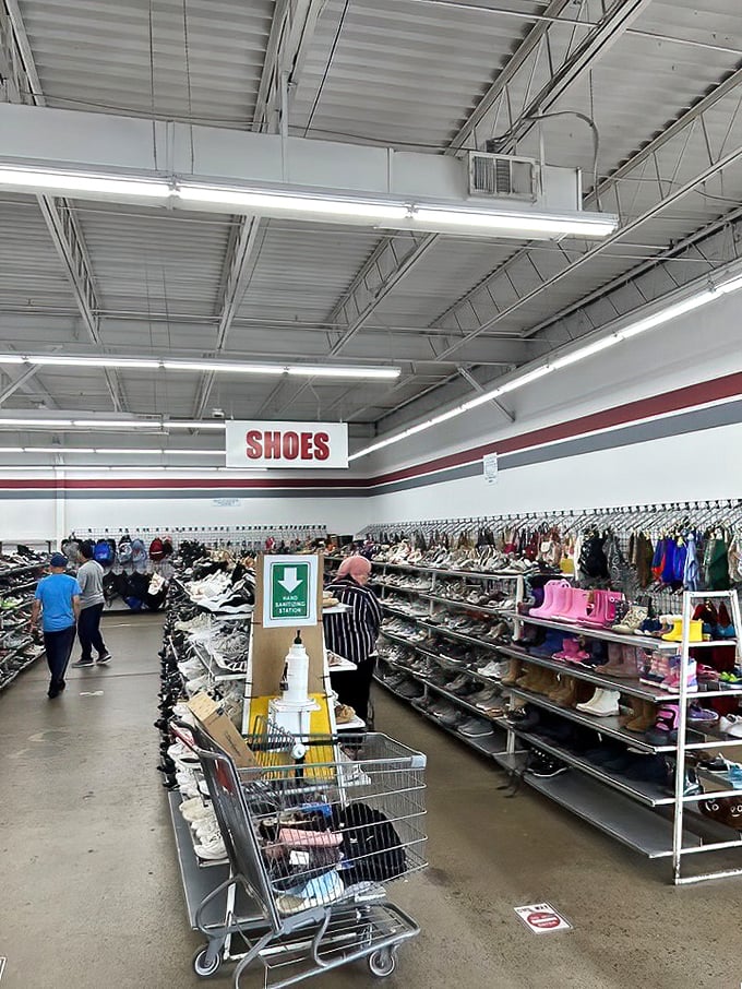 Footwear fantasies come true in the shoe section, where shoppers hunt for that perfect pair among hundreds of sole-mates seeking adoption.
