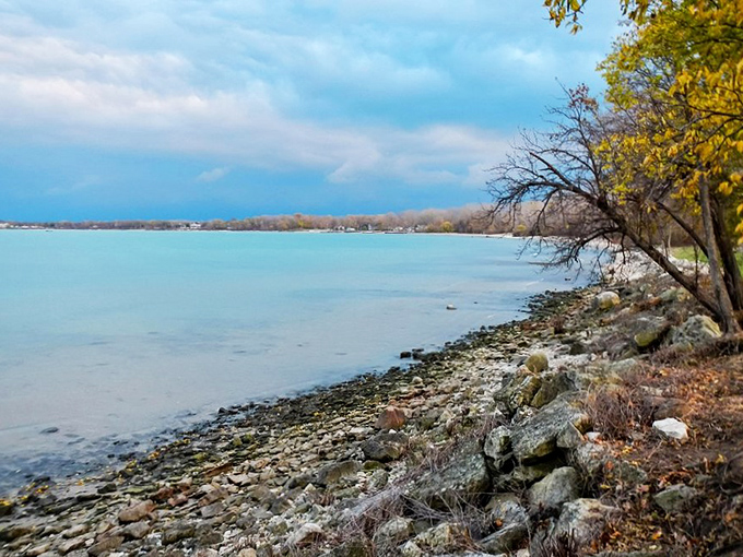 Fifty shades of blue that would make any painter jealous. Lake Erie's moody waters shift colors like a chameleon with mood swings.