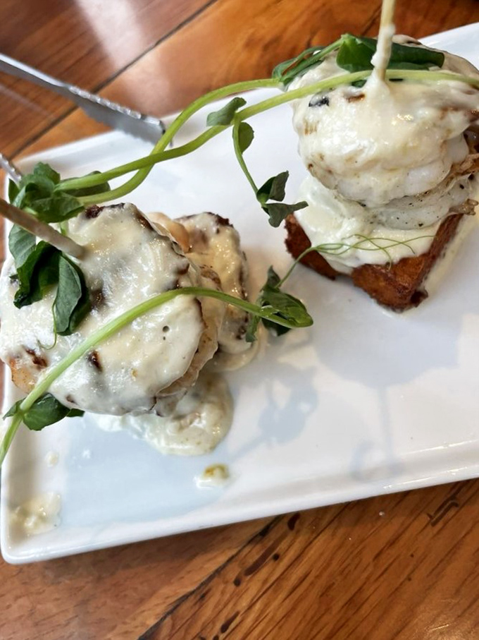 Whoever said "good things come in small packages" must have been thinking about these cheese-crowned bites of heaven.