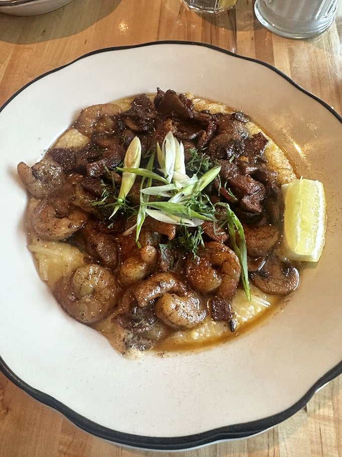 Shrimp and grits so authentic you'll swear you hear South Carolina accents &ndash; those green onions aren't just garnish, they're the perfect peppery punctuation.