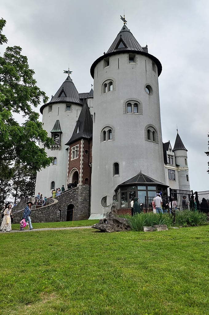 Towering white turrets and stone staircases welcome visitors to this slice of medieval Europe nestled improbably in the Tennessee countryside.