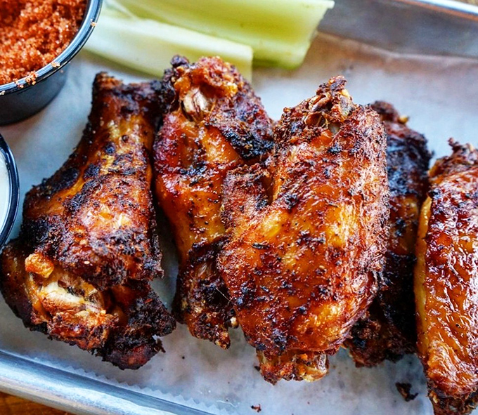 These wings have clearly been introduced to smoke and spice in the most intimate way possible. Finger-licking isn't just encouraged&mdash;it's inevitable.