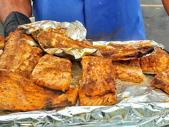 Perfectly smoked salmon that would make Seattle seafood snobs do a double-take. The caramelized exterior gives way to buttery, flaky perfection underneath.
