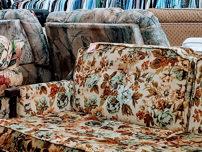 Grandma's floral sofa meets its cousins in the furniture section. These vintage beauties have stories to tell&mdash;and new chapters to write in your living room.