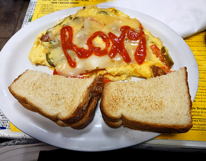 That omelet isn't just spicy - it's a flavor festival wrapped in perfectly fluffy eggs. 