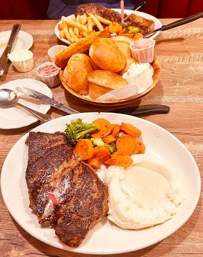 A steak that means business, with a sear that would make firefighters nervous and sides that don't merely accompany but complement.