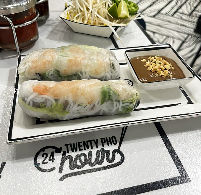 Spring rolls so fresh and translucent, they're practically showing off. That peanut sauce is the perfect dance partner.