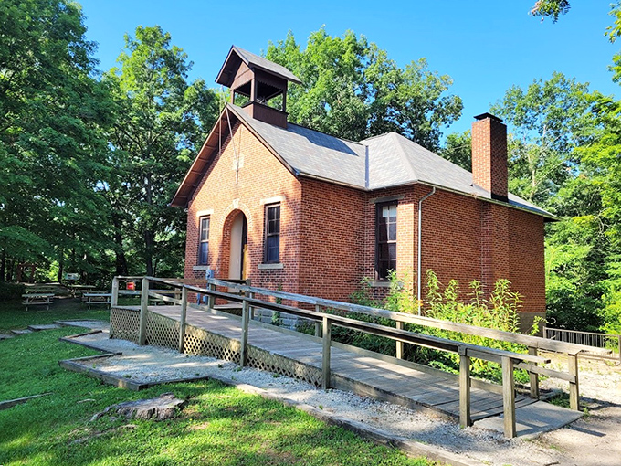 The historic Stanley Schoolhouse stands as a brick-and-mortar time capsule, now teaching visitors about the area's rich past instead of arithmetic.