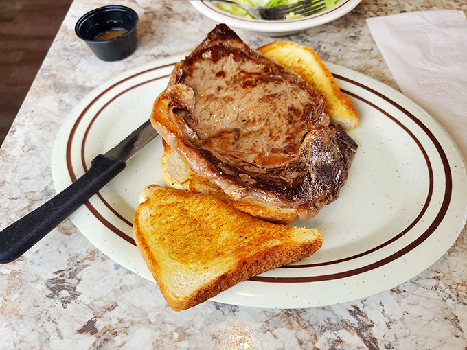When a steak sandwich looks this good, you don't need fancy garnishes or pretentious plating &ndash; just a sharp knife and a healthy appetite.