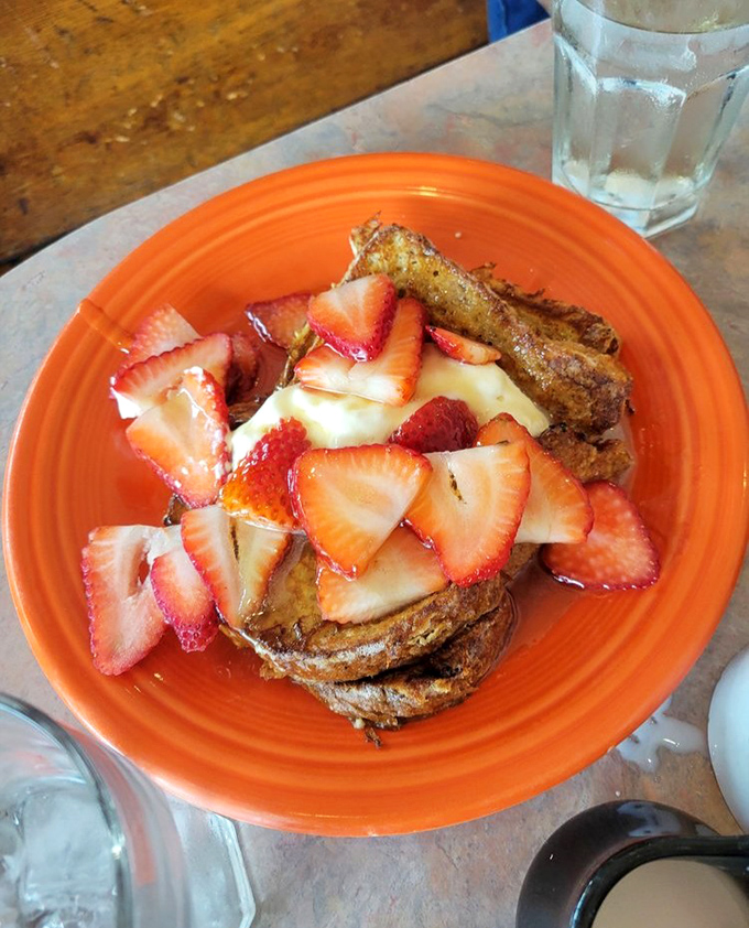 Strawberry fields forever... on your French toast! The berries and cream create a morning dessert that would make your nutritionist look the other way.