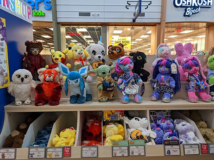 Stuffed animal diplomacy at its finest. Try explaining to a five-year-old why they can't adopt every single plush creature in this colorful menagerie.