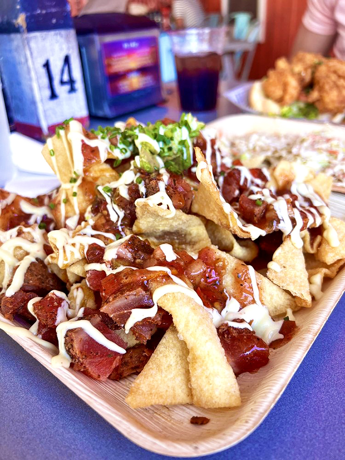 Sushi nachos shouldn't work in theory, but one bite proves theory doesn't know everything about deliciousness.