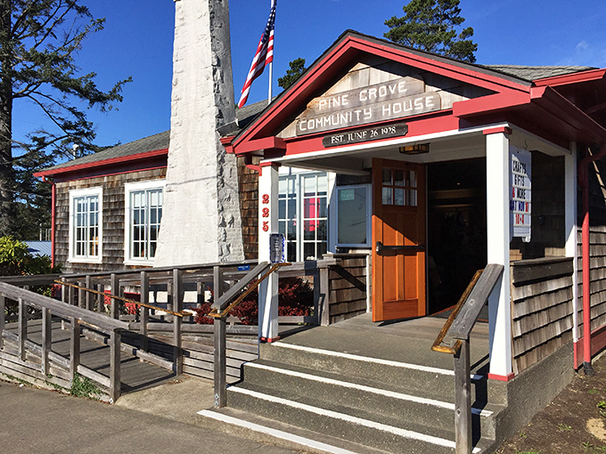The Pine Grove Community House—where local history lives on. This charming gathering spot has been bringing Manzanita residents together since 1933.