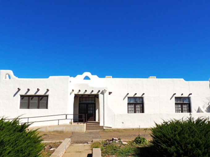 The Woman's Club's pristine white adobe walls practically glow under the New Mexico sky&mdash;southwestern architecture at its most elegant.