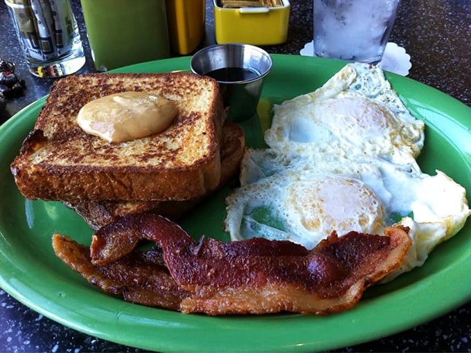 French toast that could make a Parisian jealous, golden-brown and ready for its maple syrup close-up.