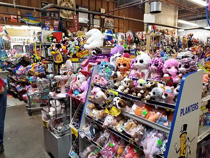 Stuffed animal mountain! Like a toy store explosion that would make any grandparent the hero of birthdays and "just because" surprises.