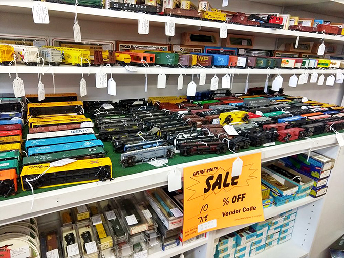Model trains that outlasted their original engineers line these shelves. Childhood nostalgia with price tags that won't derail your budget.