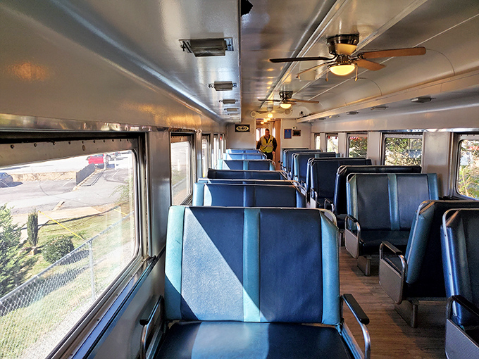 Plush seats and panoramic windows inside the vintage coaches offer comfort with a view&mdash;railroad luxury that makes "getting there" the best part.