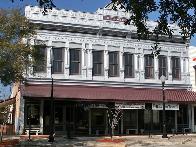 History isn't just preserved here&mdash;it's celebrated. The Treasures Museum building itself tells stories through its ornate architectural details and classic storefront.