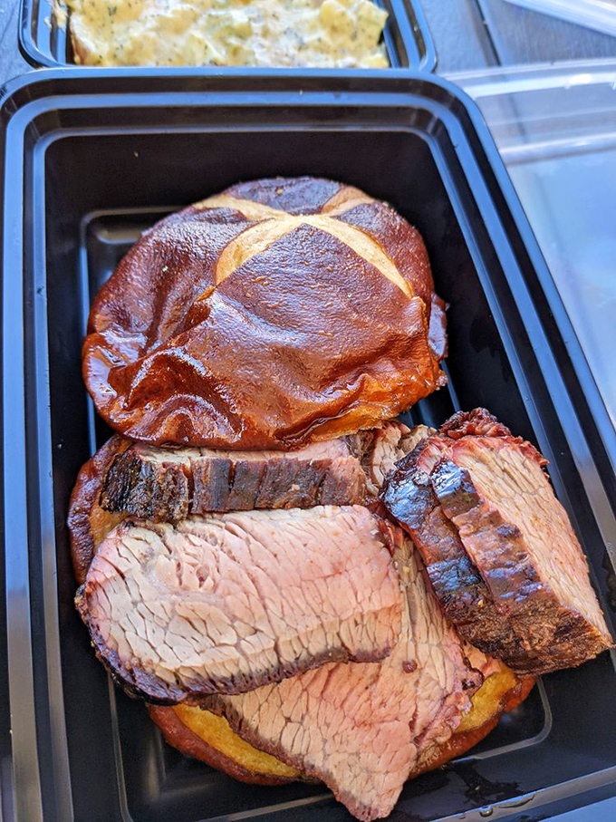 The tri-tip sandwich that launched a thousand road trips. Pink in the middle, charred on the edges&mdash;California beef perfection.