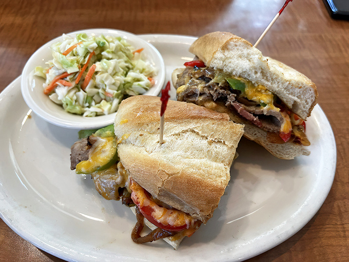 The tri-tip sandwich &ndash; where thinly sliced beef, melted cheese, and grilled vegetables come together in a harmony that would make the Beach Boys jealous.