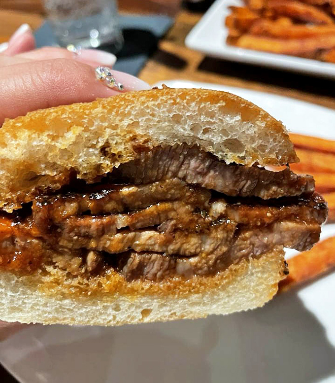 The tri-tip sandwich&mdash;where perfectly smoked beef meets pillowy bread in a relationship your taste buds will want to third-wheel.