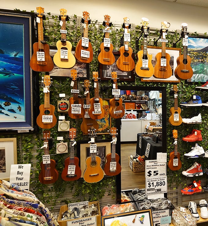 Ukulele dreams come true against a backdrop of tropical green. From beginner to collector, these instruments carry music and stories in their wood.