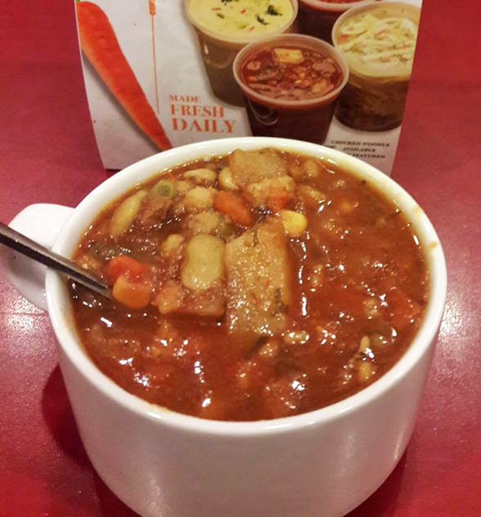 A bowl of vegetable soup that puts most home kitchens to shame &ndash; hearty, rich, and packed with enough vegetables to make your mother happy.