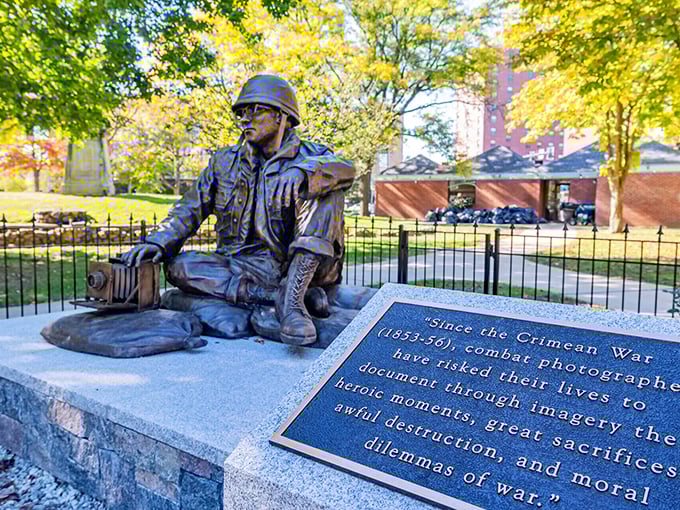 A poignant memorial honoring those who served, reminding us that freedom isn't free. Manchester remembers its heroes with dignity and respect.