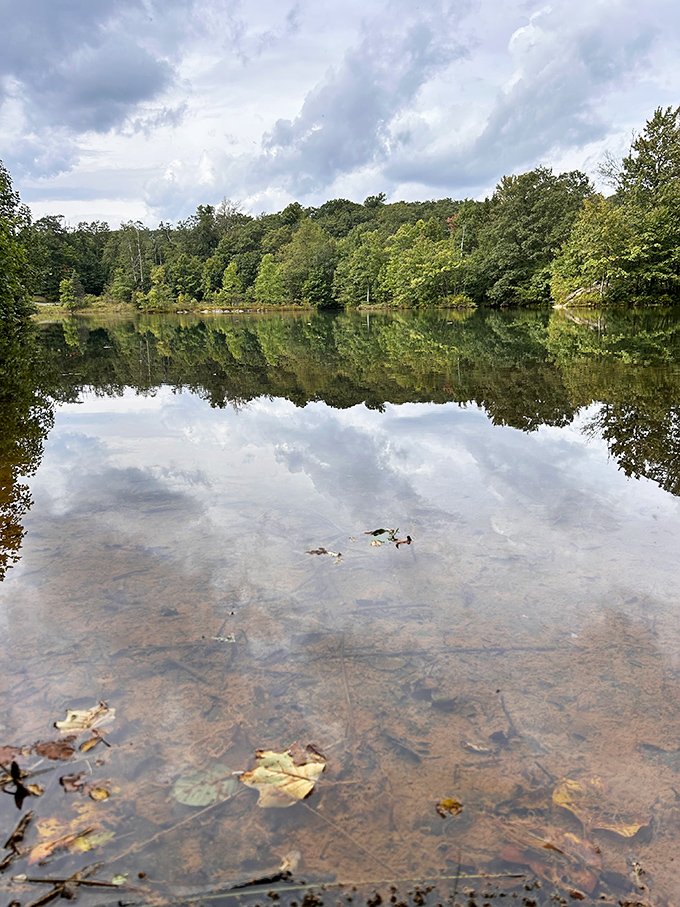 Mirror, mirror on the pond &ndash; Laurel Ridge's reflective waters double the autumn splendor, creating paintings that change with every breeze.