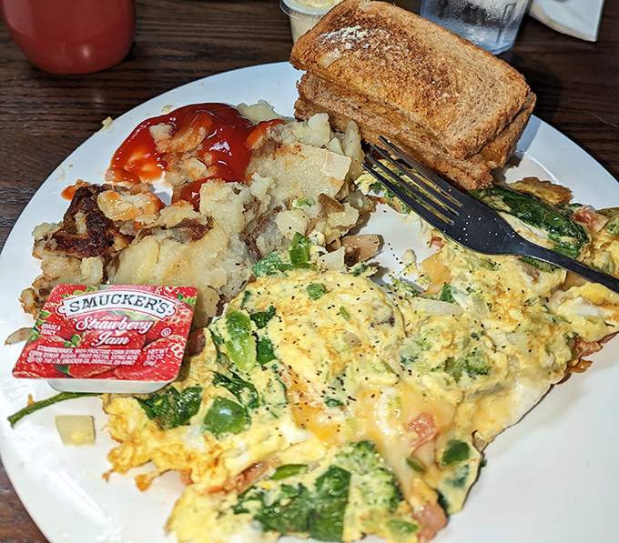 When vegetables sneak into breakfast and you're actually grateful &ndash; this omelet brings garden freshness to morning protein in perfect harmony.