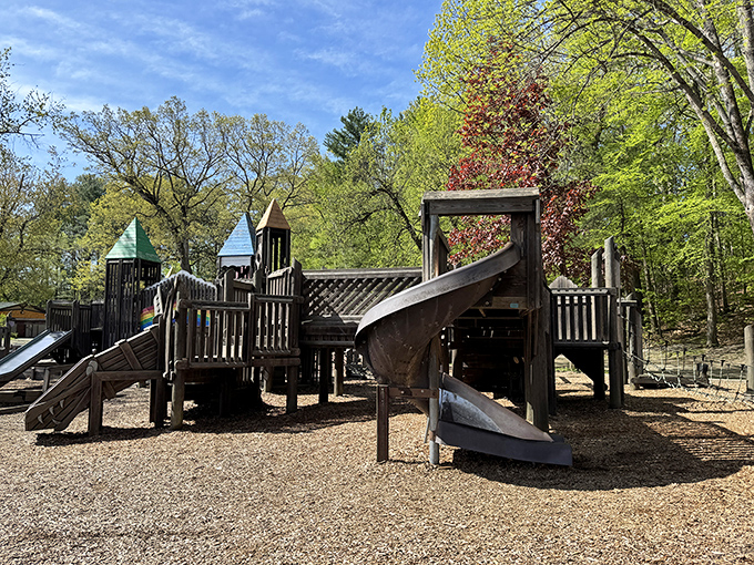 White Park's playground reminds us that retirement in Concord means grandkids have somewhere magical to visit that won't empty your wallet.