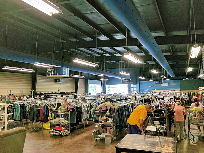 This isn't just shopping, it's an archaeological dig through decades of fashion trends, all under fluorescent warehouse lights.