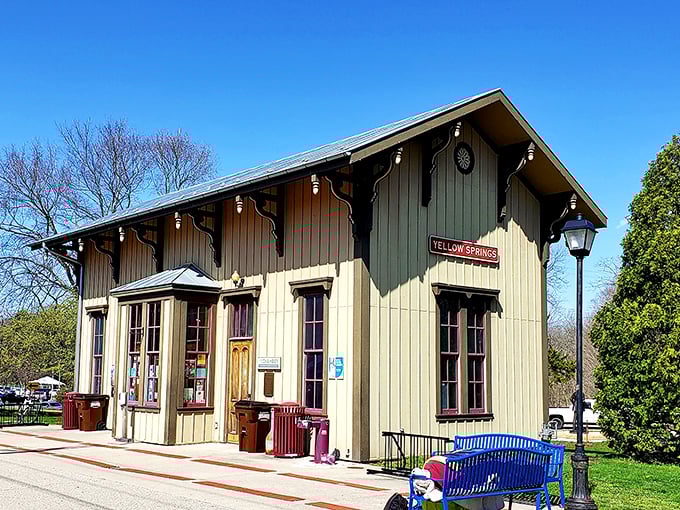 The historic Yellow Springs Station preserves the town's railroad heritage. Now a landmark rather than a departure point, it connects visitors to the past.