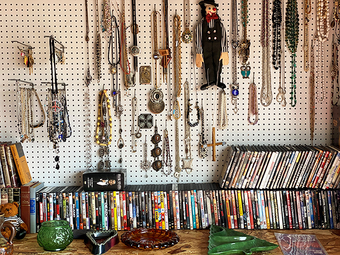 The jewelry wall that would make Elizabeth Taylor pause&mdash;complete with the mysterious marionette who's either guarding the treasures or planning a midnight heist.