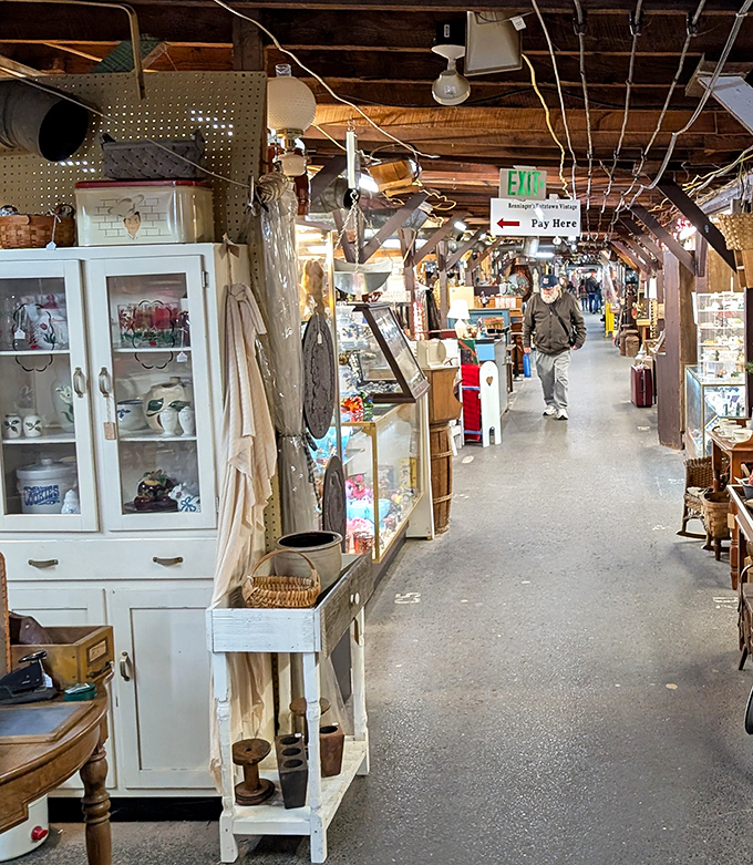 Indoor aisles stretch endlessly, each booth a portal to someone else's cherished memories.
