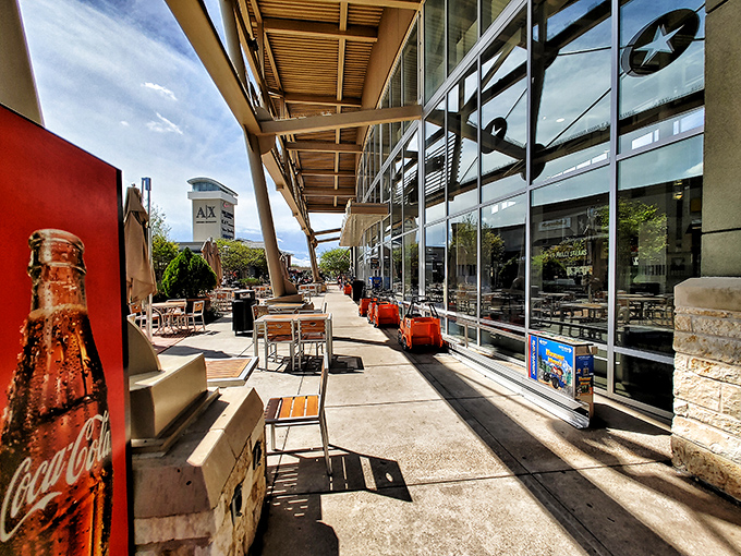 Outdoor seating areas prove the designers understood shopping physics: for every hour of retail therapy, fifteen minutes of rest is required.