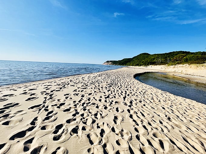 The meeting point of sand and water creates nature's own abstract art installation &ndash; no admission fee required.