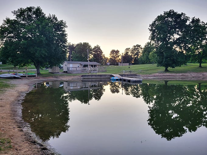 Sunset casts its golden spell over Hargus Lake, turning an ordinary evening into a moment worth remembering.