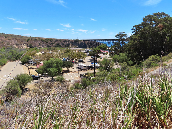 The campground nestled beneath Gaviota's dramatic landscape offers a front-row seat to California's coastal theater. No ticket required.