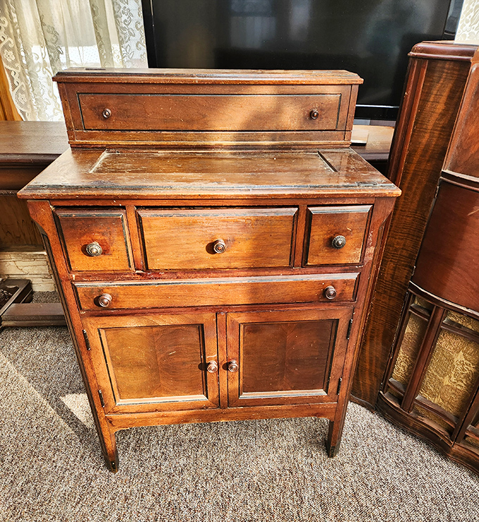 This antique cabinet has probably witnessed more family dinners than your favorite sitcom&mdash;and has the patina to prove it.