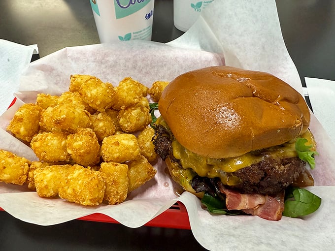 The bacon cheeseburger and tots combo is the kind of meal that makes you want to high-five strangers. Simple pleasures executed with surprising finesse.