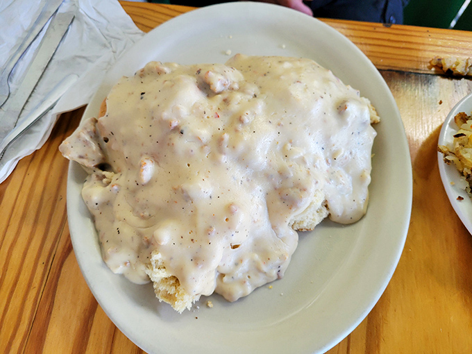 Biscuits and gravy &ndash; the South's answer to every problem. These clouds of dough swimming in peppery gravy could unite political parties.