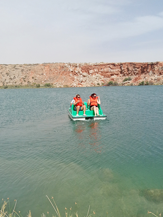 Pedal-boating: where you can pretend you're exercising while actually just lounging on a floating recliner. Desert views included.