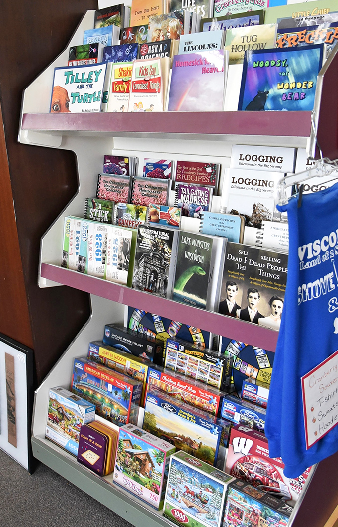 Wisconsin's literary heritage shines through this carefully arranged collection of local authors, vintage classics, and quirky titles like "Selling Dead People's Things."